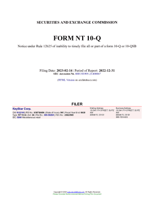 Fillable Online Notification of inability to timely file Form 10-Q ...