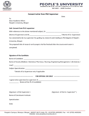 Fillable Online Get Consent Letter From Phd Supervisor - US Legal Forms Fax Email Print - pdfFiller