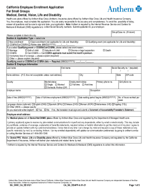 Fillable Online Note: Anthem is required by the Internal Revenue ...