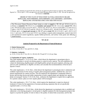 Fillable Online dnr wisconsin FINAL - Board Order WY-29-19. Board order template form with ...