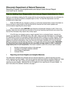 Fillable Online dnr wisconsin Annual reports for responsible units and ...