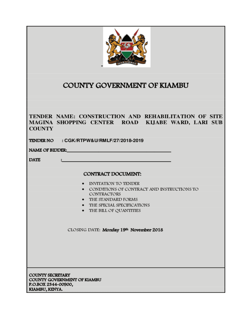Fillable Online kiambu go Proposed construction of Kimende town roads ...
