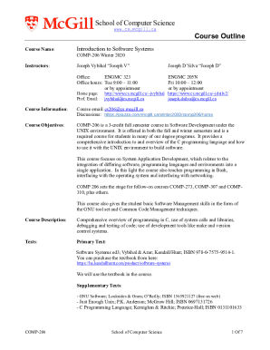 Fillable Online Course Outline - McGill School Of Computer Science Fax Email Print - pdfFiller