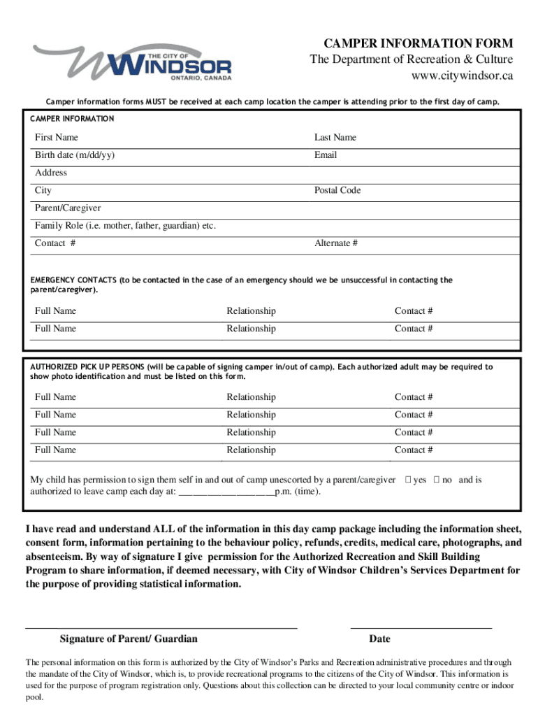 Fillable Online Kids First Programs - Windsor Family Homes and Community ... Fax Email Print ...