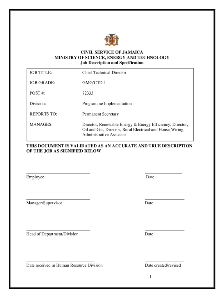 Fillable Online Chief Technical Director (CTD) - Caribbean Jobs Fax ...