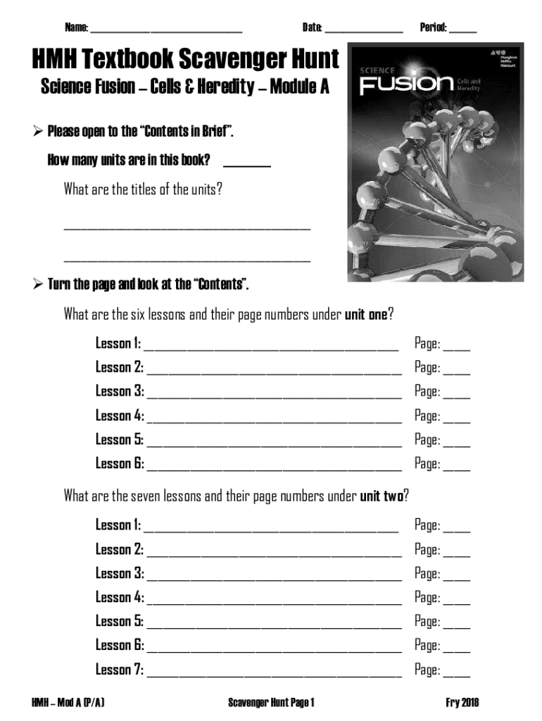 Fillable Online HMH Textbook Scavenger Hunt (P A) Fax Email Print ...