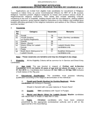 Fillable Online JCO RT Selection Process Indian Army Eligibility ...