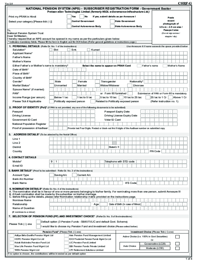 Fillable Online S1Subscriber Registration form.pdf - npscra.nsdl.co.in ...