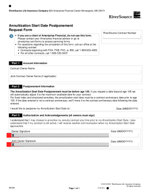 Fillable Online Annuitization Start Date Postponement Request Form Fax Email Print - pdfFiller
