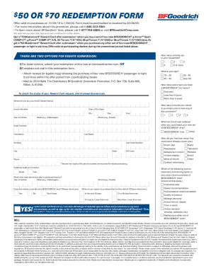 Fillable Online $50 OR $70 REDEMPTION FORM Fax Email Print - pdfFiller