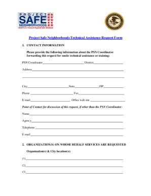 Fillable Online Project Safe Neighborhoods Technical Assistance Request ...