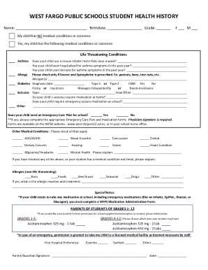 Fillable Online STUDENT HEALTH INFORMATION SHEET Fax Email Print ...