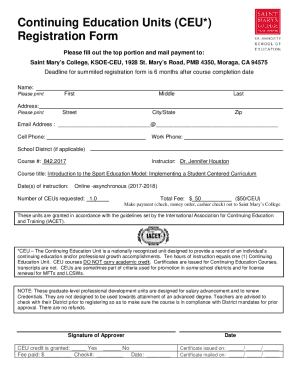 Fillable Online Continuing Education Unit (CEU) Credit for Professional ...