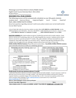 Fillable Online Olentangy Berkshire Middle School Course Request Sheet ...