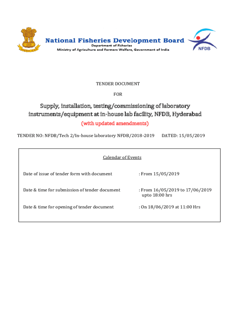 Fillable Online nfdb gov Tender document for In-house lab facility at ...