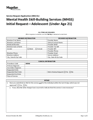 Fillable Online Mental Health Skill-Building Services Initial Request ...