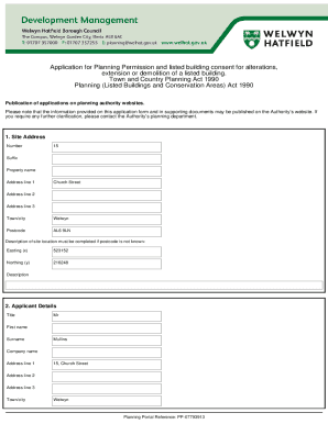 Fillable Online Application for planning permission and listed building ...