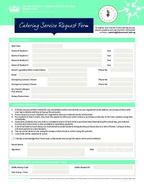Fillable Online Catering Request Form 210701 - Nord Anglia Education ...