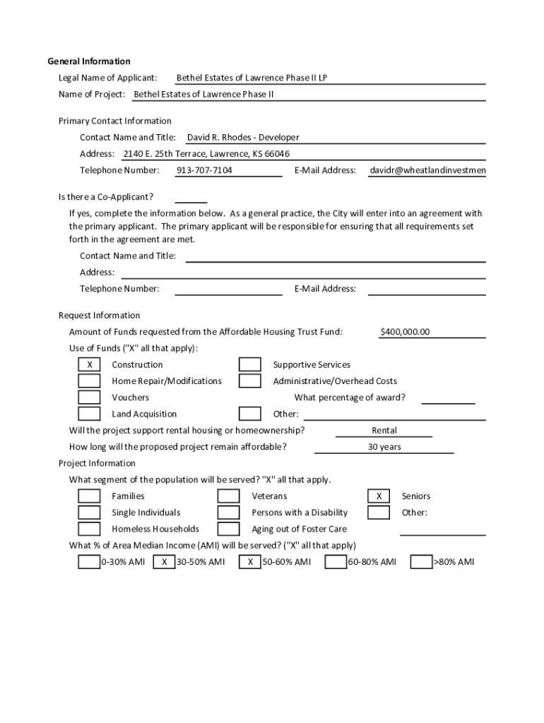Fillable Online addendum to agreement - City of Lawrence, KS Fax Email ...