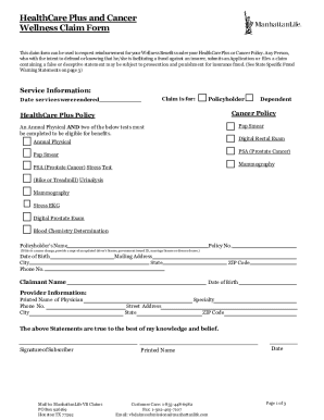 Fillable Online HealthCare Plus and Cancer Wellness Claim Form Fax ...