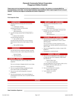 Fillable Online Playground Inspection Checklist - Schoolscapes Fax ...