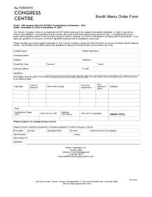 Fillable Online Booth Menu Order Form - Condo Conference Fax Email ...