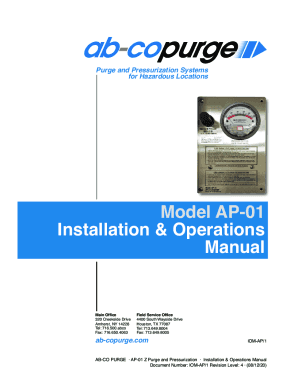Fillable Online Model AP-01 Installation & Operations Manual - AB-CO ...