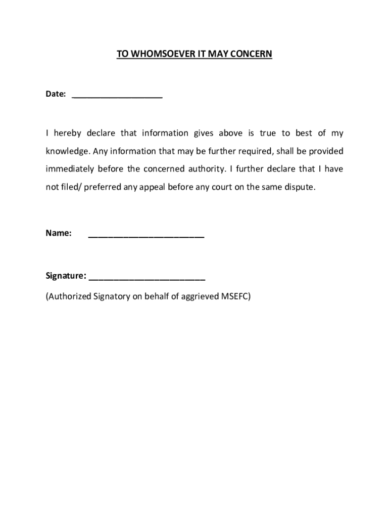 Fillable Online TO WHOMSOEVER IT MAY CONCERN Signature: Fax Email Print ...