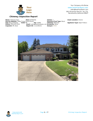 Fillable Online Chimney Inspection Report - Bear Hands Pro Fax Email ...