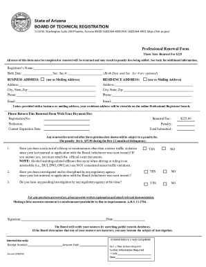 Fillable Online Renew Registration - Professional Renewal Form Fax ...