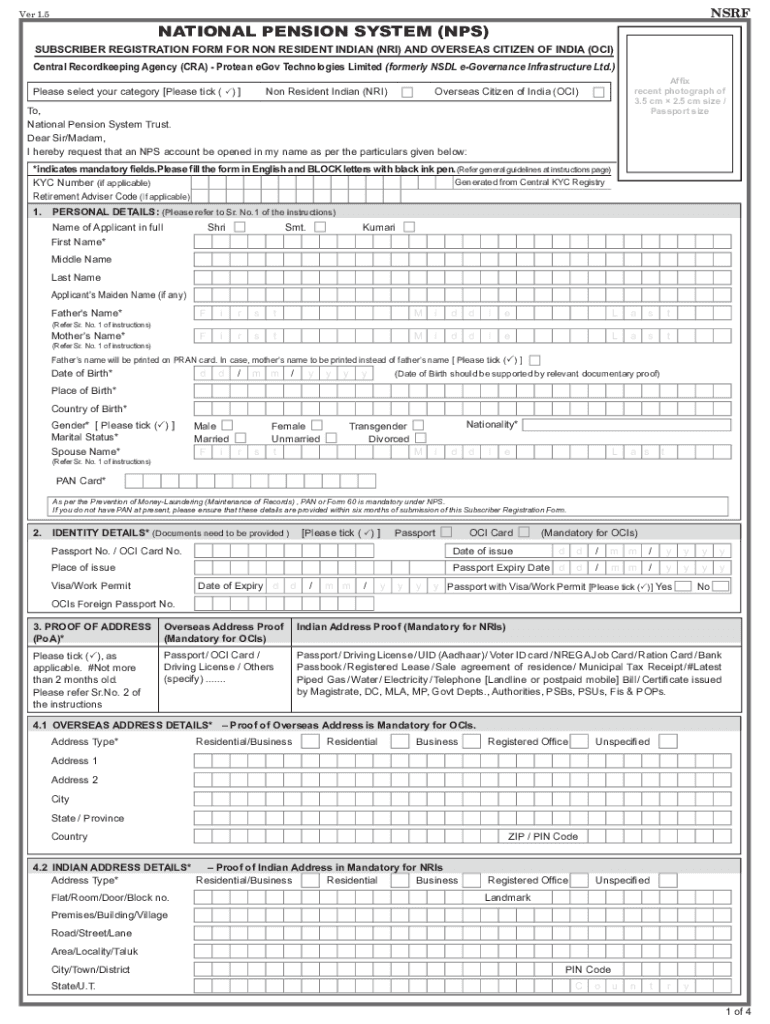 Fillable Online NATIONAL PENSION SYSTEM (NPS) - npscra.nsdl.co.in Fax Email Print - pdfFiller