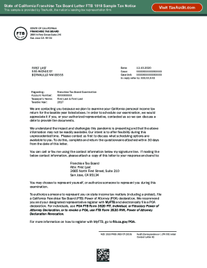 Fillable Online State of California Franchise Tax Board Letter 1518 FTB Sample Tax ... Fax Email ...