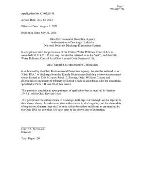 Fillable Online wwwapp epa ohio "Ohio EPA," to discharge from the ...