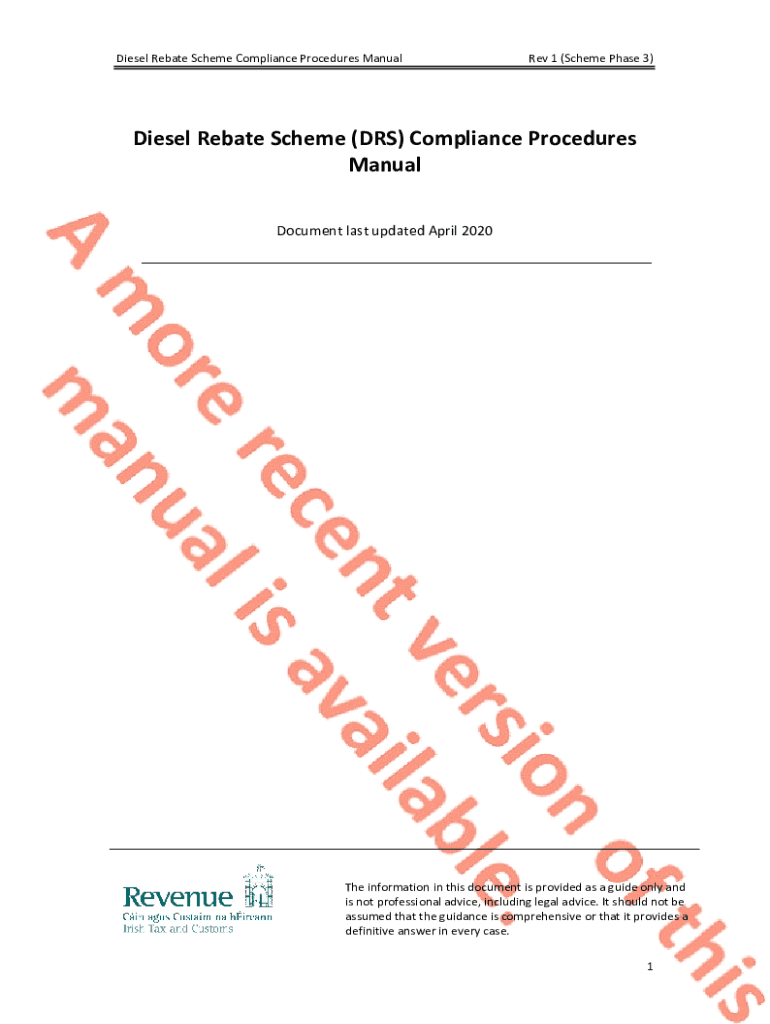 Fillable Online Diesel Rebate Scheme (DRS) Compliance Procedures Manual ...