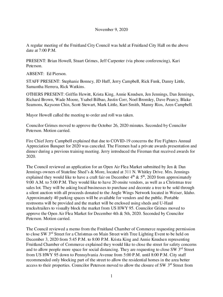 Fillable Online Brian Howell, Jeff Carpenter, Ed Pierson, Kari Peterson ...