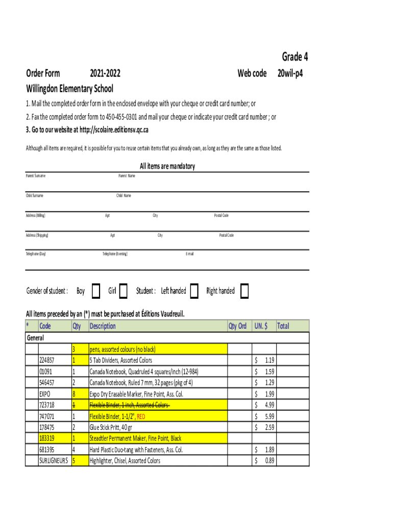 Fillable Online POB Child Care Pasadena Elementary School Registration ...