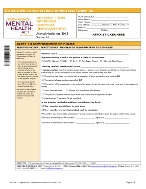 Fillable Online chief civil psychiatrist approved form 12c Fax Email ...