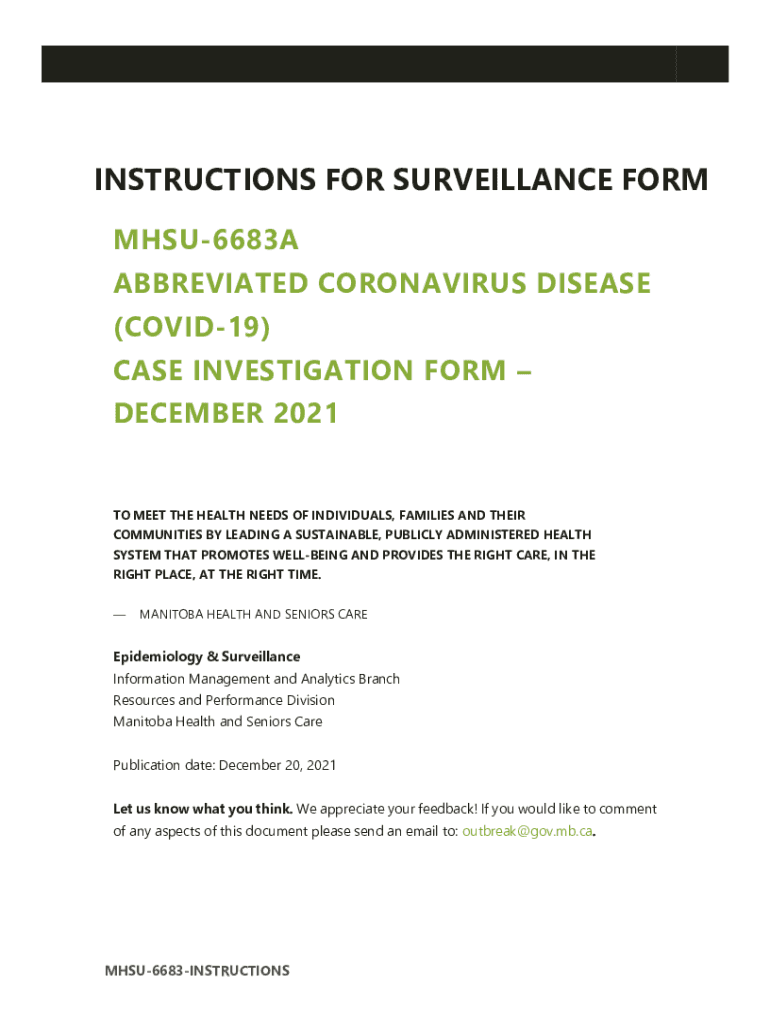 Fillable Online INSTRUCTIONS FOR SURVEILLANCE FORM MHSU-6683A ...