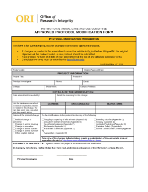 IACUC Modification . IACUC Doc Template | pdfFiller