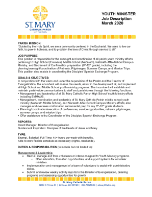 Fillable Online Ministry Purpose Statements - St. Luke Catholic Parish ...