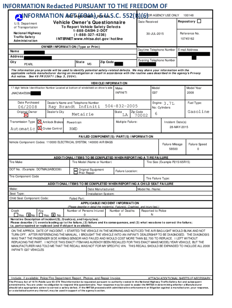 Fillable Online The Freedom of Information Act, 5 U.S.C. 552 As Amended ...