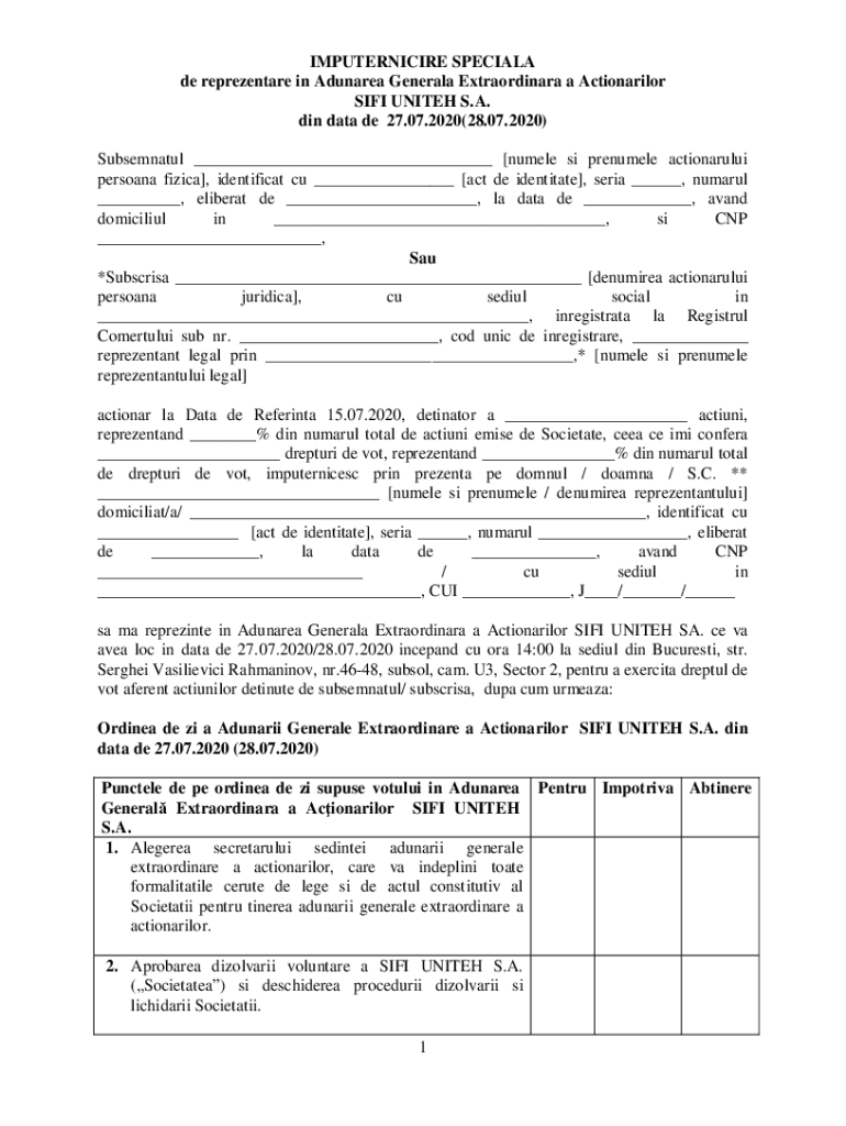 Fillable Online imputernicire special de reprezentare - Metal Lemn ...