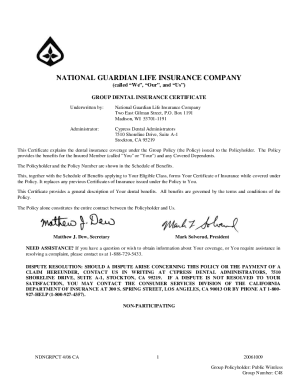 Fillable Online NATIONAL GUARDIAN LIFE INSURANCE COMPANY Fax Email ...