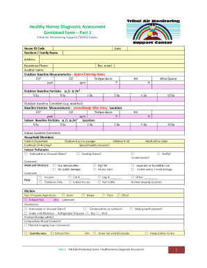 Fillable Online Healthy Homes Diagnostic Assessment Combined FormPart 1 ...
