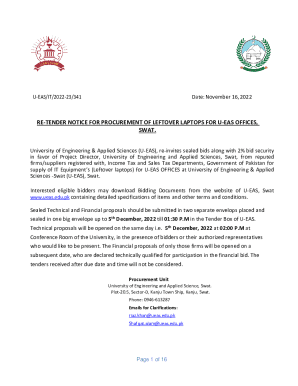 Fillable Online RE-TENDER NOTICE FOR PROCUREMENT OF LEFTOVER ... Fax ...