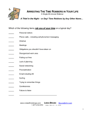 Fillable Online The Top 3 Time Robbers and How to Overcome Them Fax ...