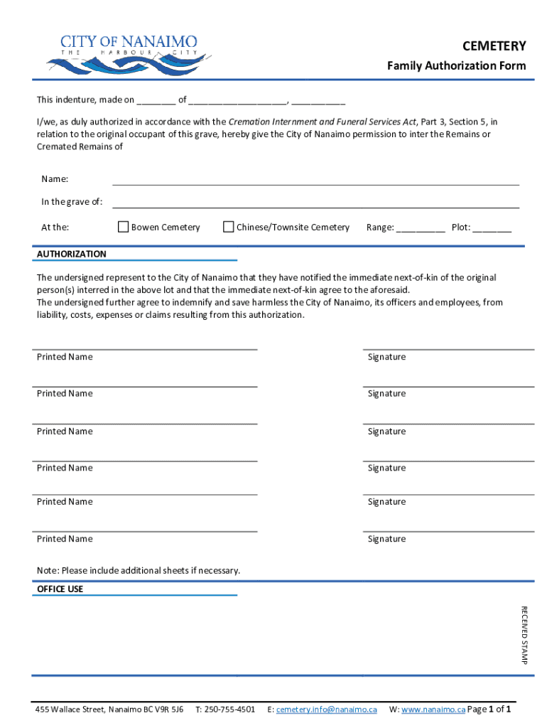Fillable Online AUTHORIZATION FOR CREMATION AND ... - TN.gov Fax Email ...