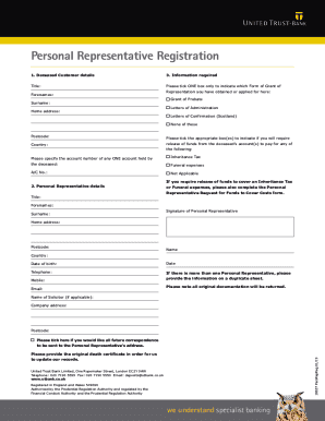 Fillable Online Personal Representative Registration FormNationwide Fax ...