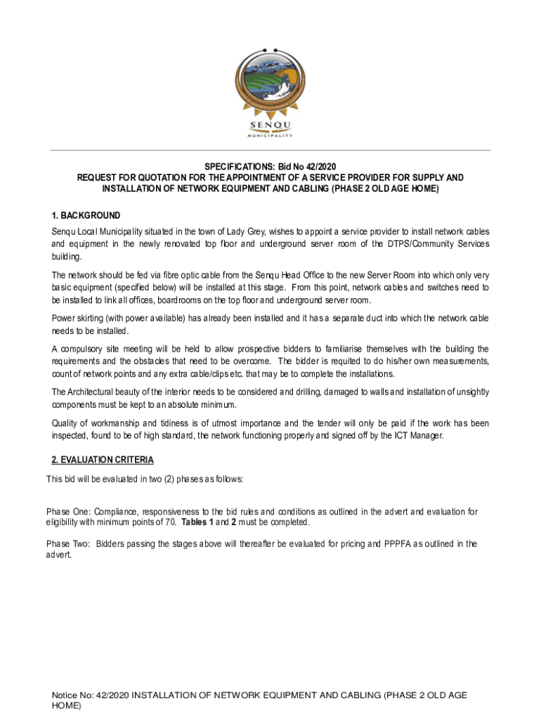 Fillable Online structured cabling installation Bids, RFP & Government ...