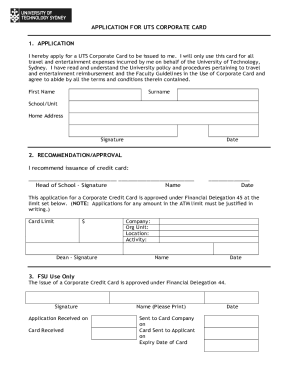 Fillable Online APPLICATION FOR UTS CORPORATE CARD Fax Email Print ...